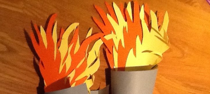 Olympische vlam knutselen met gekleurd stevig karton